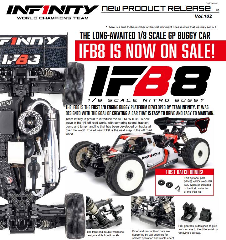 Infinity IFB8 1/8 GP Nitro Off-road Buggy Car kit CM-00015